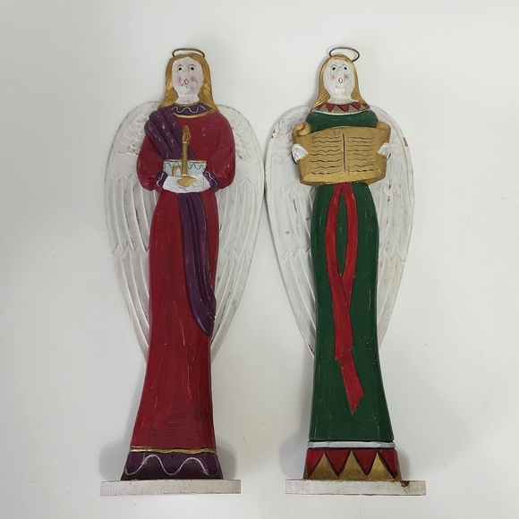 Pier 1 | Accents | Pier Red Green Wooden 14 Angels | Poshmark